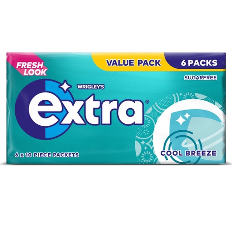 EXTRA Cool Breeze Chewing Gum Sugarfree Multipack 6 x 10 Pieces | Extra